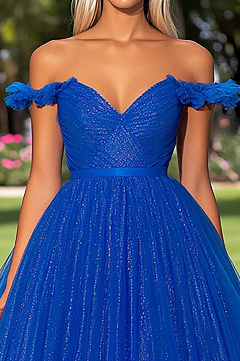 Queendancer Women Royal Blue Ball Gown Tulle Prom Dress Off the ...