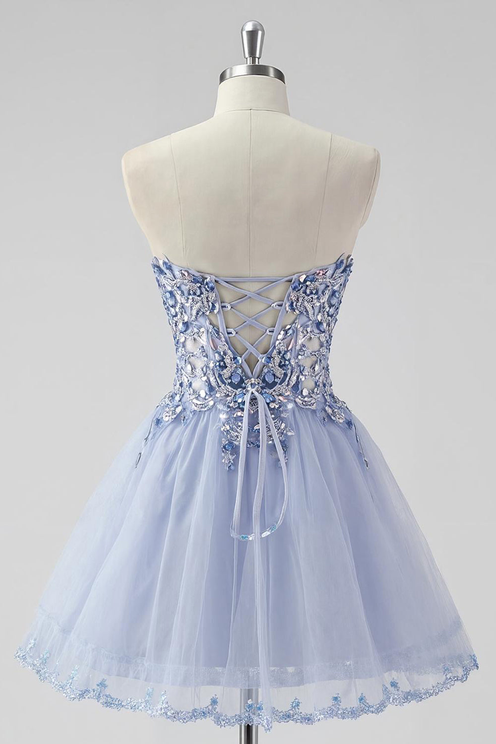 Queendancer Women Sparkly Lavender Corset Short Prom Dress with Beading ...