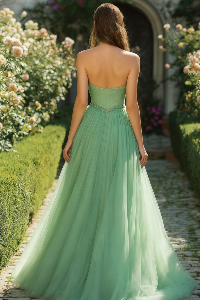 Queendancer Women Light Green Princess Maxi Corset Prom Dress ...