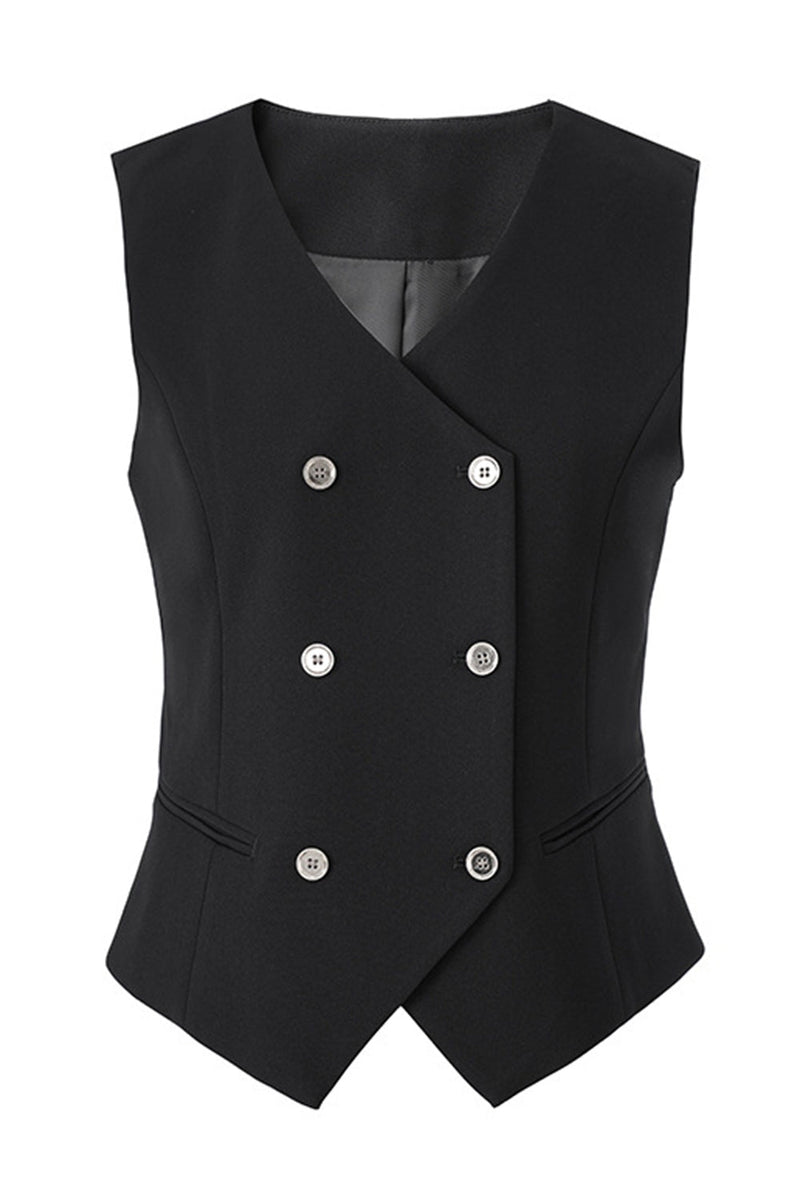 Queendancer Women 3 Piece Black Business Suits with Sleeves Double ...